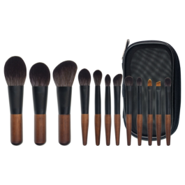 12-in-1 Mini Cosmetic Brush Short Handle Powder Brush Set Facial Makeup ...