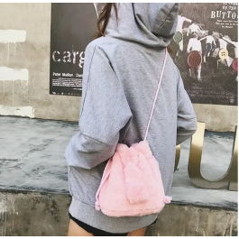 Cute Plush String Bucket Bag Shoulder Bag For Women
