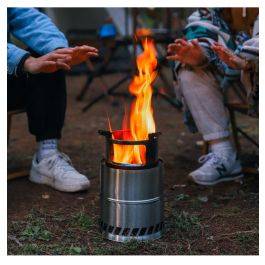 Outdoor portable round wood burning stove charcoal stove solid alcohol ...
