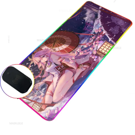 Genshin Impact RGB Computer Waterproof Large LED USB Mouse Pad Mobile Phone Wireless Charger ...