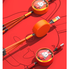 Joy Rabbit 3-in-1 data cable 66W super fast charge one drag three ...