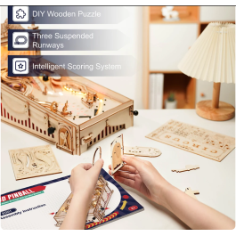 Robotime ROKR 3D Pinball for Kid Adults Family Party Machine Vintage ...