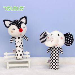 TOLOLO baby toys black and white hand grip rattles stick cute cartoon ...