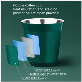 304 Stainless Steel Coffee Capsule Cup Double Insulation Coffee Cup