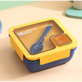 Square portable compartmented lunch box, microwaveable lunch box ...